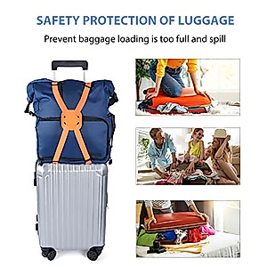 XINRUI 2 Pack Luggage Bungee Straps, Adjustable Suitcase Travel Belts for Luggage Over Handle Portable Straps Add a Bag Elastic Airport Accessories with Buckles for Baggage Handbag(Orange)