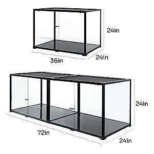 OIIBO Upgrade Extra-Long Reptile Terrarium, 72" x 24" x 24" Extra Large Spliceable Reptile Glass Tank with Double Front Sliding Doors for Adult Reptiles Boa Snake Bearded Dragon Gecko Etc