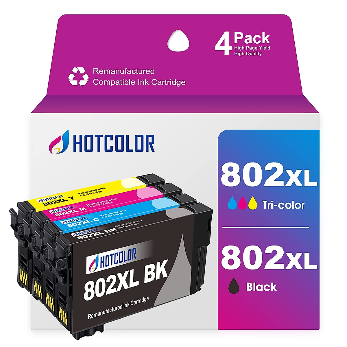 802XL T802XL Ink Cartridge Replacement for Epson 802 Ink cartridges Combo Pack for Epson Workforce Pro WF-4720 WF-4730 WF-4734 WF-4740 EC-4020 EC-4030 EC-4040 (Black/Cyan/Magenta/Yellow, 4PK)