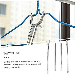 Cabilock 4pcs Clo Metal Fork Utility Cm Pole Balcony Hooks Tool Reaching Garment Ceiling Outdoor High Drying with Reach Rack Clothing Clothesline Steel Hanger Prop Pull Wardrobe Poles