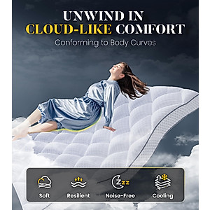 3 Inch Ultra-Fluffy Memory Foam Mattress Topper Queen for Back Pain, Extra Soft Pillow Top Queen Mattress Topper with 4X Support, Mattress Pad with Breathable Air Mesh Sides, 6-21'' Deep Pocket