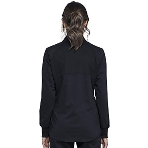 Cherokee Women Scrubs Jacket Workwear Revolution Zip Front High-Low WW301, M, Black
