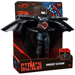 DC Comics, Batman 30cm Wingsuit Action Figure with Lights and Phrases, Expanding Wings, The Batman Movie Collectible Kids Toys for Boys and Girls Ages 3 and up