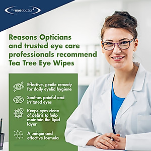 The Eye Doctor Tea Tree Oil Eyelid Wipes x80- - Eyelid Wipes For Blepharitis, MGD, Dry Eye & Demodex - Eyelid Cleanser - Lid Scrub For Eyes - Eyelid Scrub