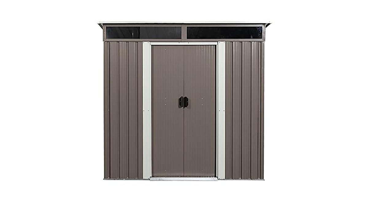 Outdoor Metal Storage Shed 6.4x5ft with Lockable Doors & Ventilation