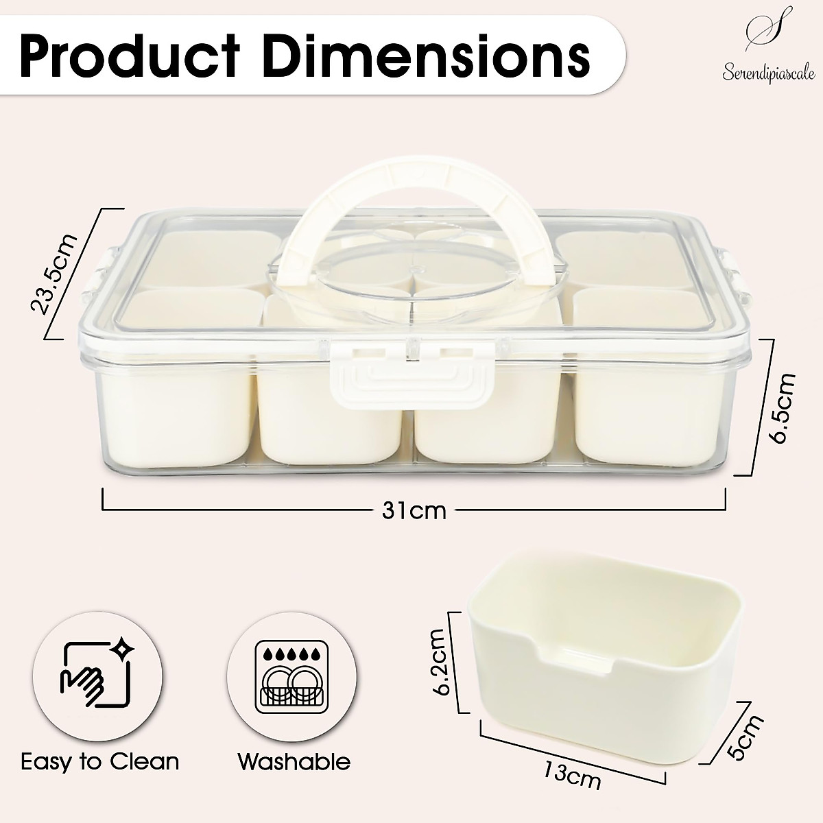 Big Snackle Box Charcuterie Container - Food Grade Portable Snack Box for Travel, Beach, and Car - Snack Shield Lock, Snap-On Tray, and Snack Storage for Charcuterie and More.