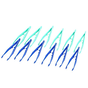 BinaryABC Disposable Plastic Tweezers Beads Medical Craft Tweezers,12Pcs(Blue and Green)