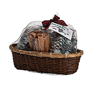 Plow & Hearth Fire Starter Basket with Fatwood, Color Cones and Wax Cones