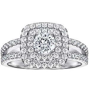 ZLAEBL 1.9ct Cushion Halo Moissanite Engagement Wedding Ring Platinum Plated Silver Rings for Women,7