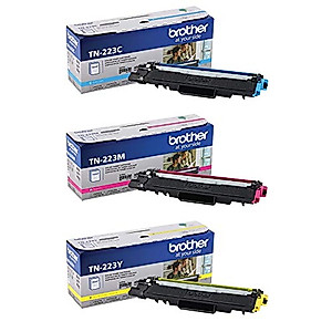 Brother Genuine Cyan, Magenta and Yellow Toner Cartridge Set, TN223C, TN223M, TN223Y