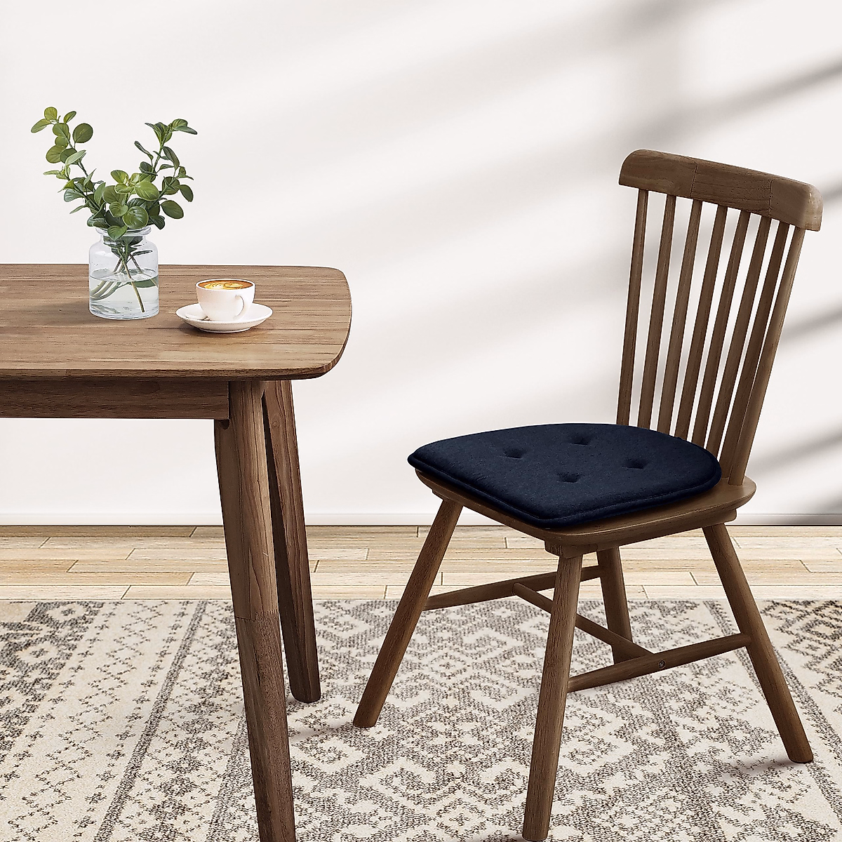 Shinnwa Dining Chair Cushions Non Slip Kitchen Seat Cushions for Dining Chairs U-Shaped Indoor Chair Pads Set of 2, Machine Washable, 15.5”x15.5”, Charcoal