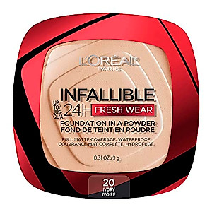 L'Oreal Paris Makeup Infallible Fresh Wear Foundation in a Powder, Up to 24H Wear, Waterproof, Ivory, 0.31 oz.