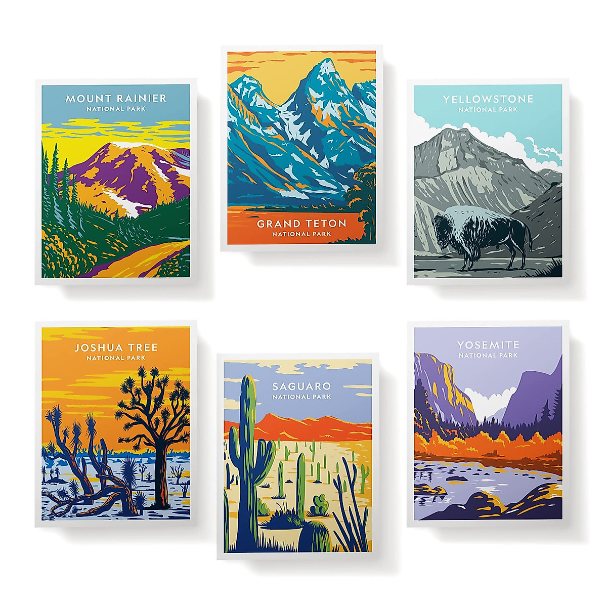 Twigs Paper - Assorted Art National Parks Greeting Cards - Stationery Cards with Envelopes - Thank You and Blank Note Cards - Greeting Cards for All Occasions - Made in USA (5.5 x 4.25, Set of 12)