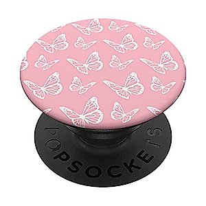 Cute Pink White Butterfly Aesthetic Print Butterflies PopSockets Swappable PopGrip