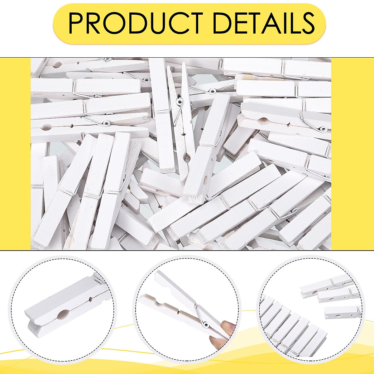 Honeydak 300 Pcs Christmas Large Clothes Pins 3.9 Inch Wooden Clothespins for Photos Clothes Pins for Hanging Crafts Pictures Laundry Outdoor Clothes Clips(White)