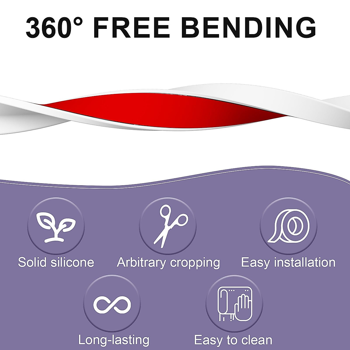 Hzetuu Shower Water Guard Silicone - 197 In Shower Threshold Water Dam Barrier, Shower Dam Water Stopper Seal Strip for Kitchen Bathroom Bathtub White