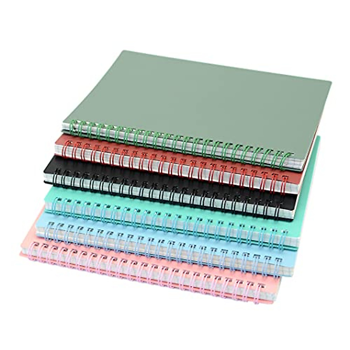 Spiral Notebook, 6 Pcs A5 Thick Plastic Hardcover 8mm Ruled 6 Color 80 Sheets -160 Pages Journals for Study and Notes (6 colors, A5 5.7" x 8.3"-Ruled)