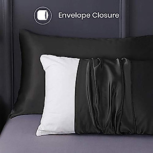 LILYSILK 2pc Silk Pillowcase Set Standard Luxury Both Sides Real 19 Momme Mulberry Charmeuse Black Standard