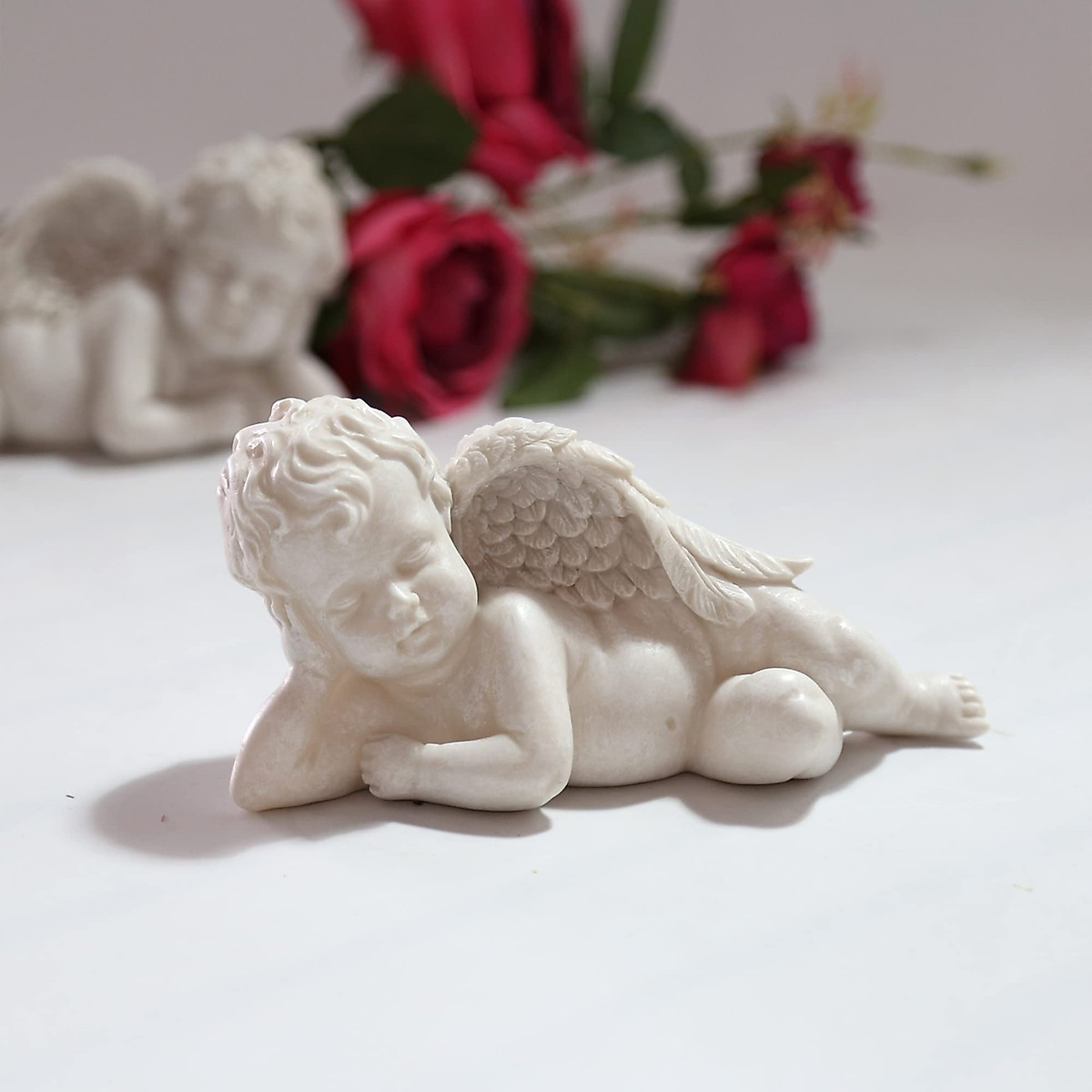 HOWFIELD Angel Figurines Baby Memorial Gifts - Christmas Angel Garden Statues Outdoor Cherub Indoor Baby Angel Wings