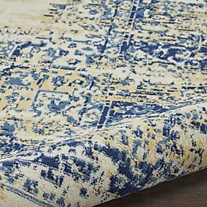 Nourison Grafix Traditional White 8'6" x 12' Area -Rug, Easy -Cleaning, Non Shedding, Bed Room, Living Room, Dining Room, Kitchen (9x12)