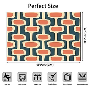 PeeNoke Mid Century Modern Atomic Age Blue Orange Cream Ideal for Fabric Area Rug Outdoor Patio Rug Play Mat Modern Floor Carpet Non-Slip Home Decor Living Room Kids Bedroom Nursery, 6x9 ft