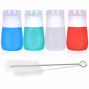 PuGez Salad Dressing Container to Go, Squeezy Portable Salad Dressing Bottles, Salad Dressing Container, Mini Condiment Bottles Food Storage, Leak-Resistant, Set of 4 (37ML)