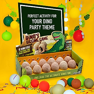 Dino Eggs Dig Kit, Dinosaur Eggs for Kids 3-5, Perfect for Dinosaur Birthday Party Supplies and Dinosaur Party Games - 12 Dino Eggs Excavation Set for Kids by JitteryGit
