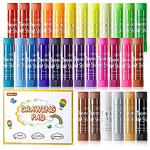 Shuttle Art Tempera Paint Sticks, 31 Pack Solid Tempera Paint Set, 30 Colors with 1 Drawing Pad for Kids, Washable, Super Quick Drying, Works Great on Paper Wood Glass Ceramic Canvas