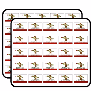 California Surfing Bear - i surf Board Flag Surfer ca Republic Sticker for Scrapbooking, Calendars, Arts, Kids DIY Crafts, Album, Bullet Journals 50 Pack