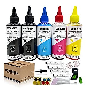 COCADEEX Refill Dye Ink Bottle Compatible with 61 or 61XL Ink Cartridge,for Envy 4500 4501 4502 4503 4504 4505 5530 5531 5532 5534 5535 5539 OfficeJet 2620 2621 4630 4632 4634 4635 Printer