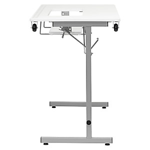 Rollaway II Compact Portable Folding Sewing Table, Silver/White