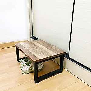 TSTWETO Step Stools for Adults, 7.5" Wooden Kids Bed Stepping Stool for High Beds, Multi-Purpose Heavy Duty Step Stool for Bedside Kitchen Bathroom, Metal Frame Hold Up to 400 Lbs