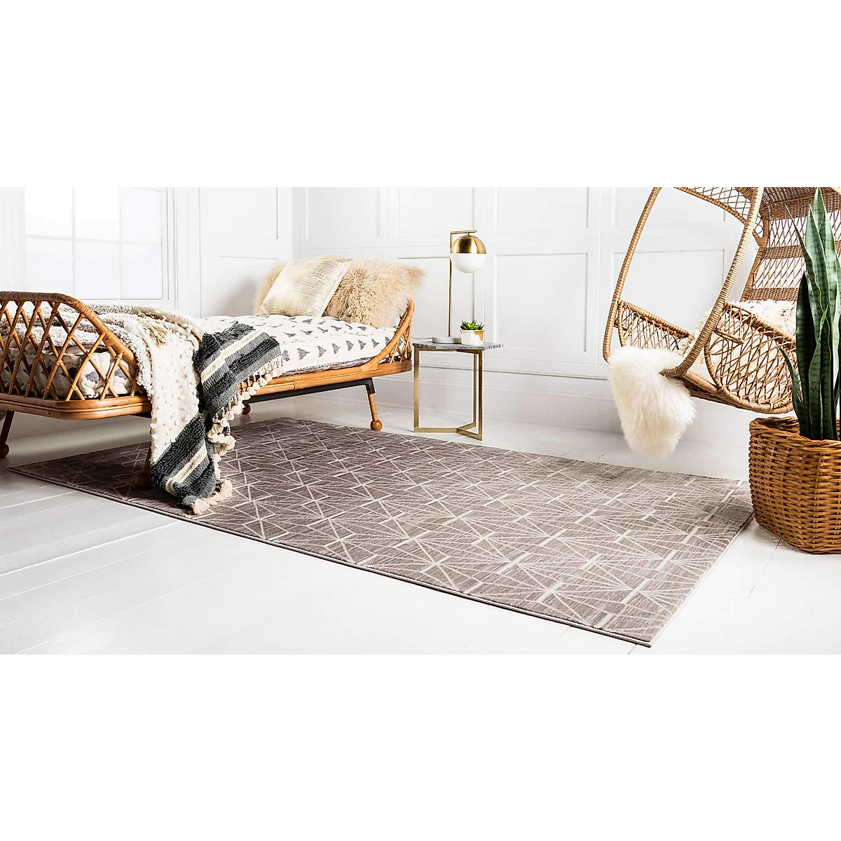 Unique Loom Uptown Collection by Jill Zarin Collection Geometric Modern Brown Area Rug (8' 0 x 10' 0)