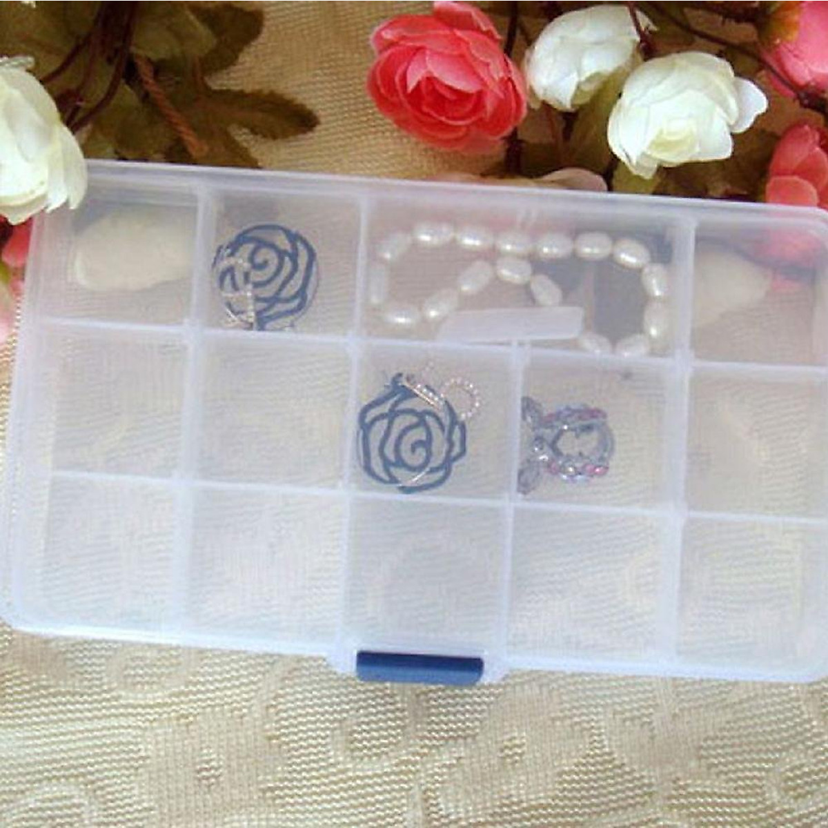 Storage Case Box,IEason Storage Case Box Holder Container Pills Jewelry Nail Art Tips 15 Grids