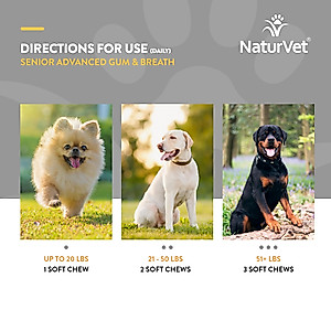 NaturVet Senior Advanced Gum & Breath Dog Supplement – Includes Peppermint, Parsley Leaf to Help Promote Periodontal Health, Fresh Breath for Dogs – 45 Ct. Soft Chews
