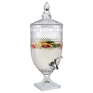 MOLIGOU Glass Beverage Dispenser, 1.3 Gallon Drink Dispenser with Stainless Steel Spigot, Wide Mouth Beverage Serveware for Party, Bar