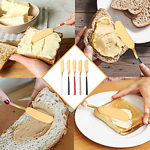 Butter Knife Stainless Steel Cheese Knife Household Butter Spatula, Jam and Dessert Small Scraper，Cheese Butter Spreaders (5Pcs Color mixing)
