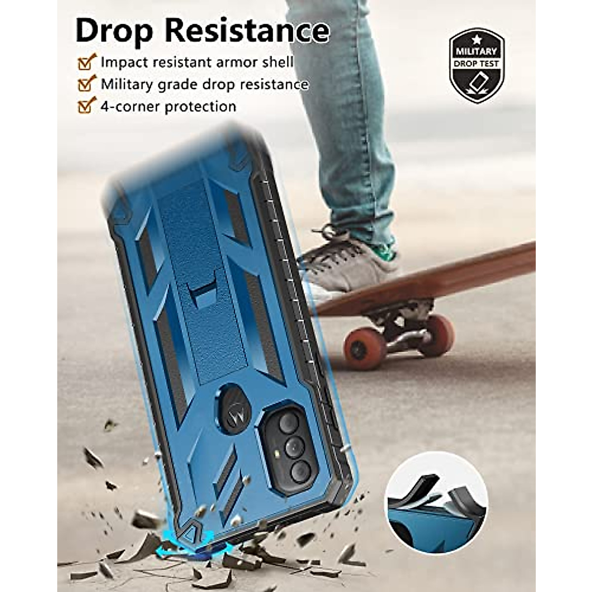 for Motorola Moto-G Power 2022 Case: Moto G Play 2023 Case Military Grade Heavy Duty Rugged Protection Shockproof Shell | Durable Dual-Layer Armor Design Tough Protective Cover Blue