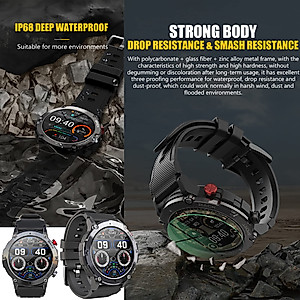 Asaile Military Smart Watch for Men(Call Receive/Dial), Outdoor Waterproof Tactical Smartwatch Bluetooth Dail Calls Speaker 1.32'' HD Touch Screen Fitness Tracker Android Phones and iPhone Compatible