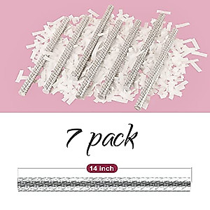 Battife 7Pack White Confetti Wands, Confetti Shoot Poppers, Tissue Paper Confetti Flick Flutter Sticks for Wedding Celebrations Anniversary Birthday Party, 14 Inch