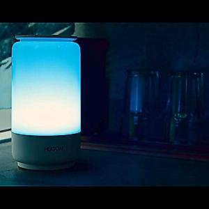 LED Lamps for Bedroom, HUGOAI Bedside Lamp, Tunable Warm to Cool White Lights, Dimmable Brightness and RGB Color Changing LED Table Lamps, Night Light Mode, White