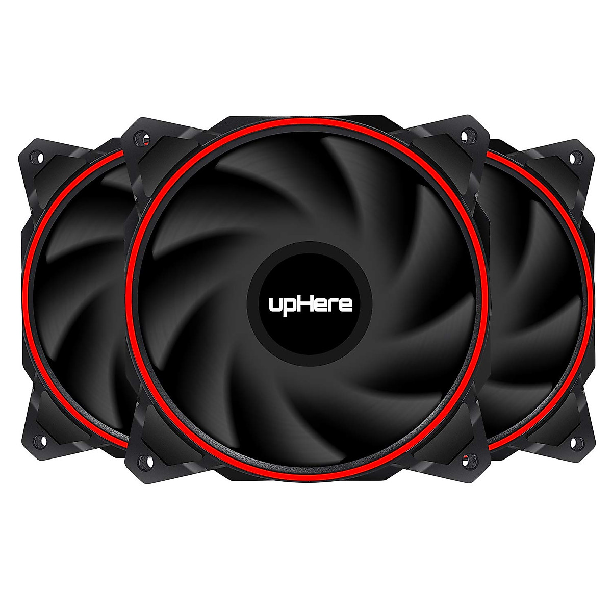 upHere Long Life 120mmQuiet Edition Red LED Case Fan for PC Cases, CPU Coolers, and Radiators 3-Pack,EN12RD3