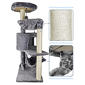 Newest Cat Tree with Cat Condo and Big Hammock，Grey