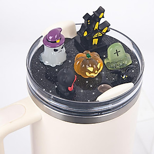 Compatible with Stanley Cup Lid Accessories Charms, Charms for Stanley Cups H2.0 Accessories 30oz 40oz with Silicone Straw Cover Cap for Tumblers (Halloween, 30oz)
