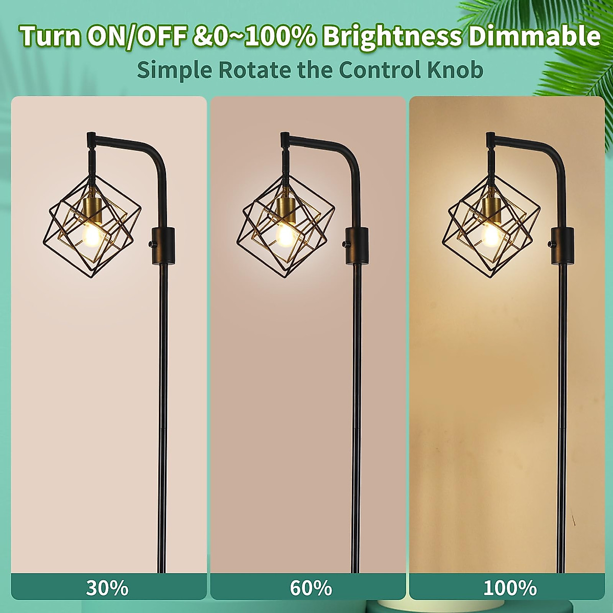 BEHIYA Dimmable Farmhouse Floor Lamp for Living Room, 1 Light Rustic Standing Tall Lamp, Modern Bright Floor Lamp, Industrial Standing Lamp for Bedroom, Tall Pole Lamps Office, LED Bulbs Included.