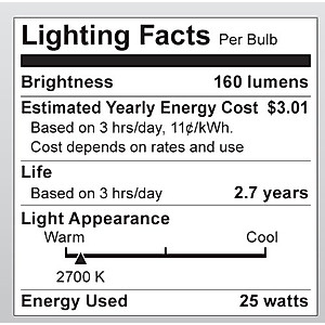 Satco Products S3440 120V 25G25 Medium Base White Light Bulb