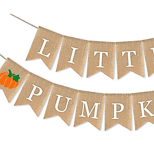 7-gost Burlap Little Pumpkin Banner Fall Autumn Baby Shower Party Birthday Garland Supplies
