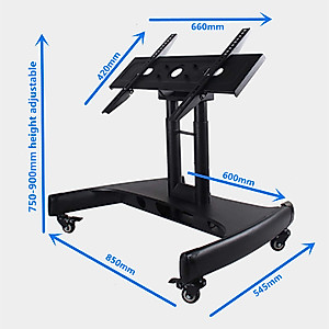 BIGalleons Mobile TV Mount Stand, Low Height Monitor Cart with Wheels for 32-65 inch Flat Curved Screen TV, LED LCD, Height Adjustable, 90°Adjustable Viewing Angle