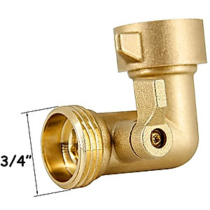 Twinkle Star 90 Degree Garden Hose Elbow with Shut Off Valve 2 Pack, 3/4" Heavy Duty Hose Adapter with 2 O-rings, Solid Brass Gooseneck Garden Hose Connector