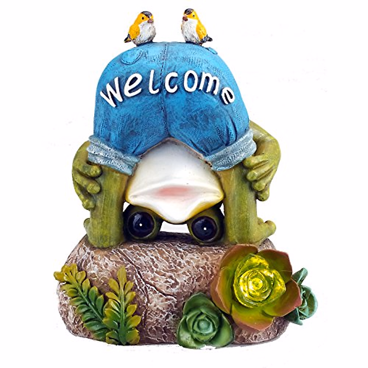 Bo-Toys Solar Powered Frog with 2 Birds Outdoor LED Garden Light Decor